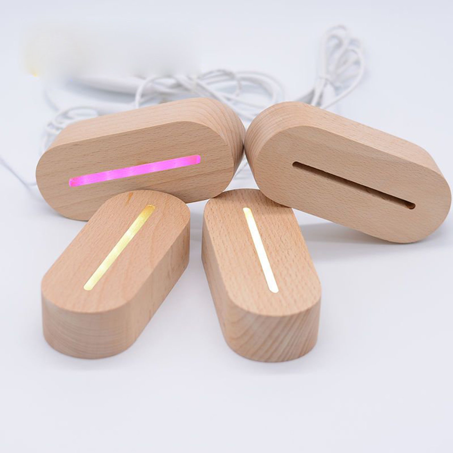 Oval Wood Base- Light Base Night Light Wooden Lamp Base for Crystal ...