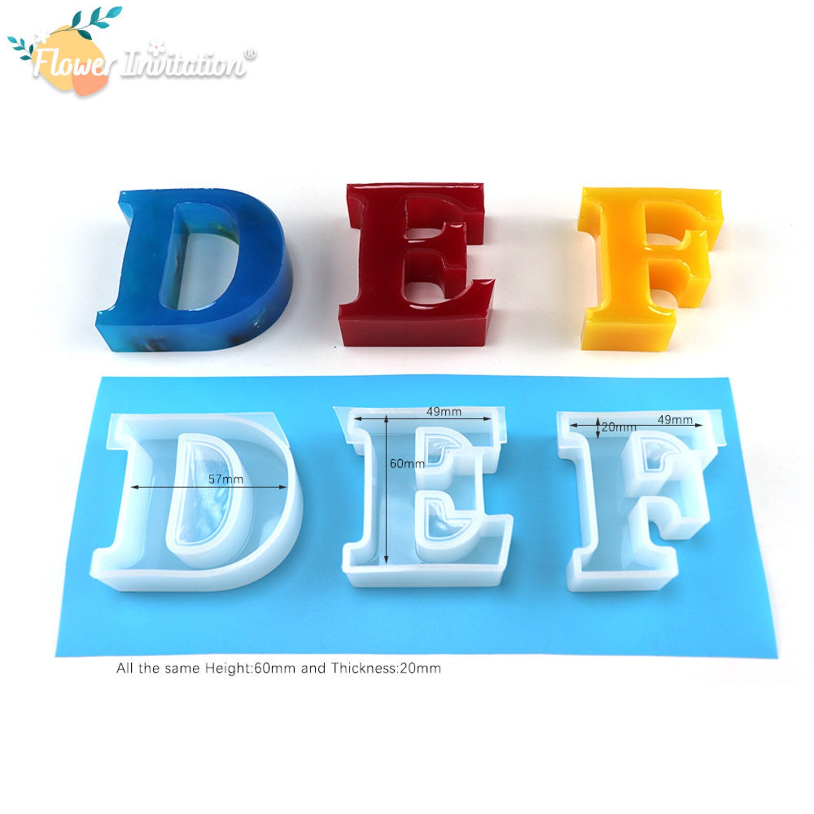 3pcs A-Z Alphabet Letters Silicone Mold Resin Silicone Mould Jewelry ...