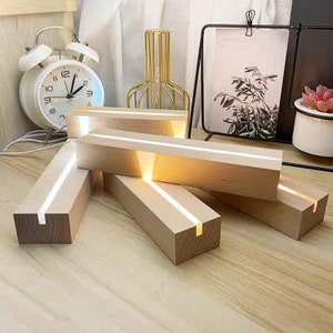 Wood Base- Light Base Night Light Wooden Lamp Base for Crystal ...