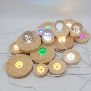 Wood Base-round Light Base Night Light Wooden Lamp Base for Crystal ...