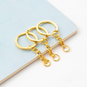 Gold Color Pack of 10/20pcs Keychain Rings With Chain Bulk for Crafts ...