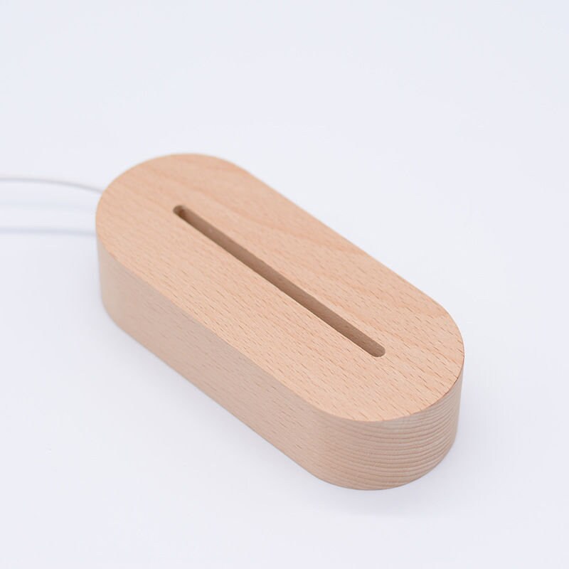 Oval Wood Base- Light Base Night Light Wooden Lamp Base for Crystal ...
