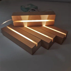 Wood Base- Light Base Night Light Wooden Lamp Base for Crystal ...