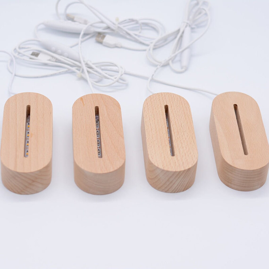 Oval Wood Base- Light Base Night Light Wooden Lamp Base for Crystal ...
