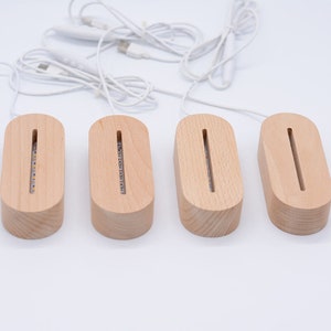 Oval Wood Base- Light Base Night Light Wooden Lamp Base for Crystal ...
