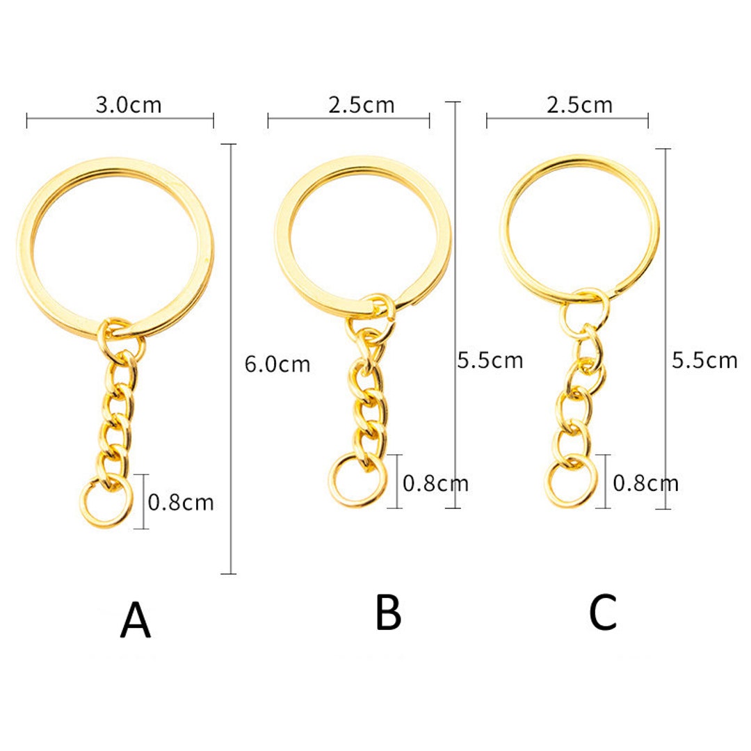Gold Color Pack of 10/20pcs Keychain Rings With Chain Bulk for Crafts ...