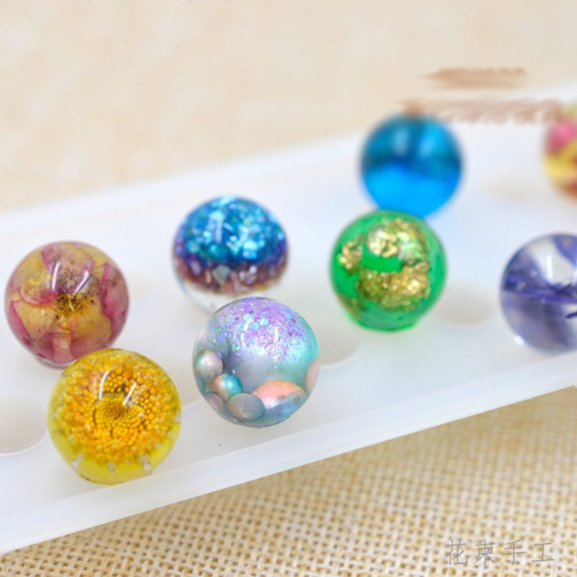 Flat Top Resin Sphere / Ball Mold- Resin Casting Pendant Silicone Mold ...