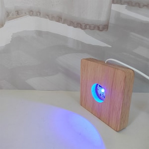 Wood Base-square Light Base Night Light Wood Lamp Base for Crystal ...