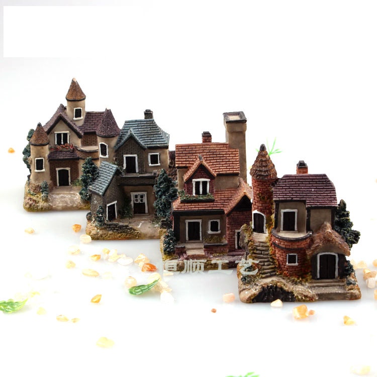 4pcs 3 Inch / 7.8cm Resin Small House Microstructure Home Decorations ...