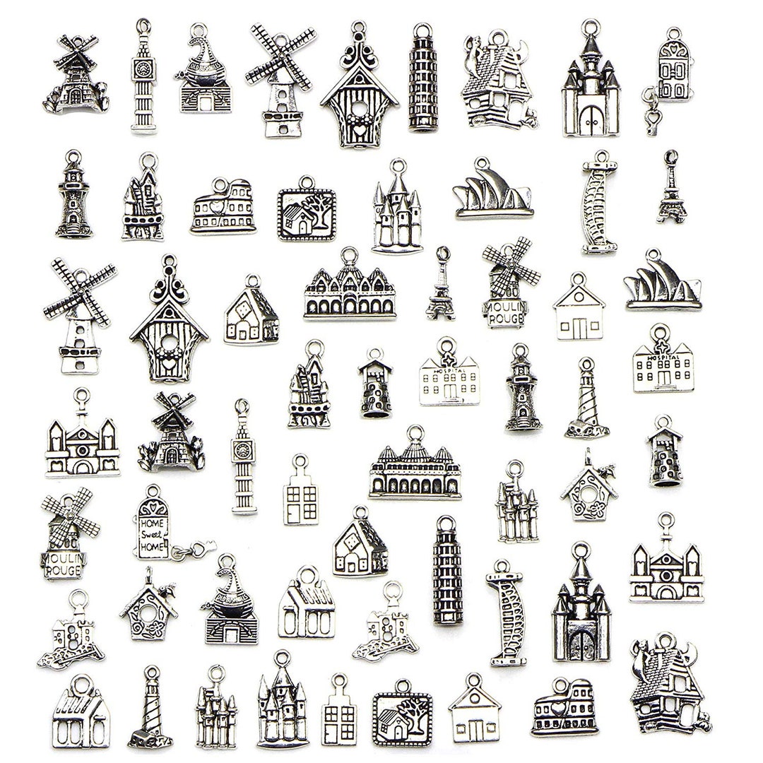 60pcs World Famous Architecture Landmarks Charms Pendant for DIY ...