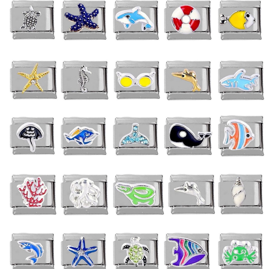 Customize Your Bracelet, Sea Creatures Design Modular Link Charms 9mm ...