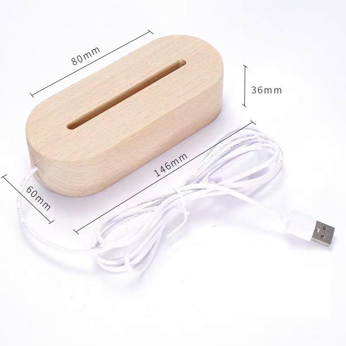 Oval Wood Base- Light Base Night Light Wooden Lamp Base for Crystal ...