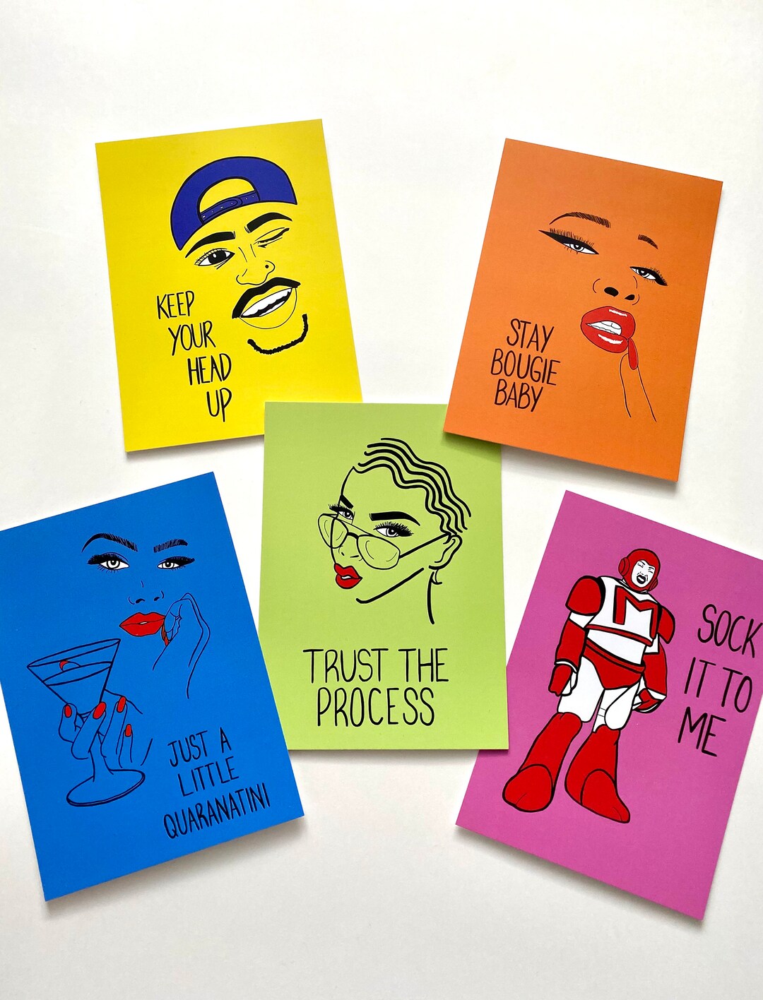 Set of 5 Mini Positive Motivational Art Prints | Postcards ...
