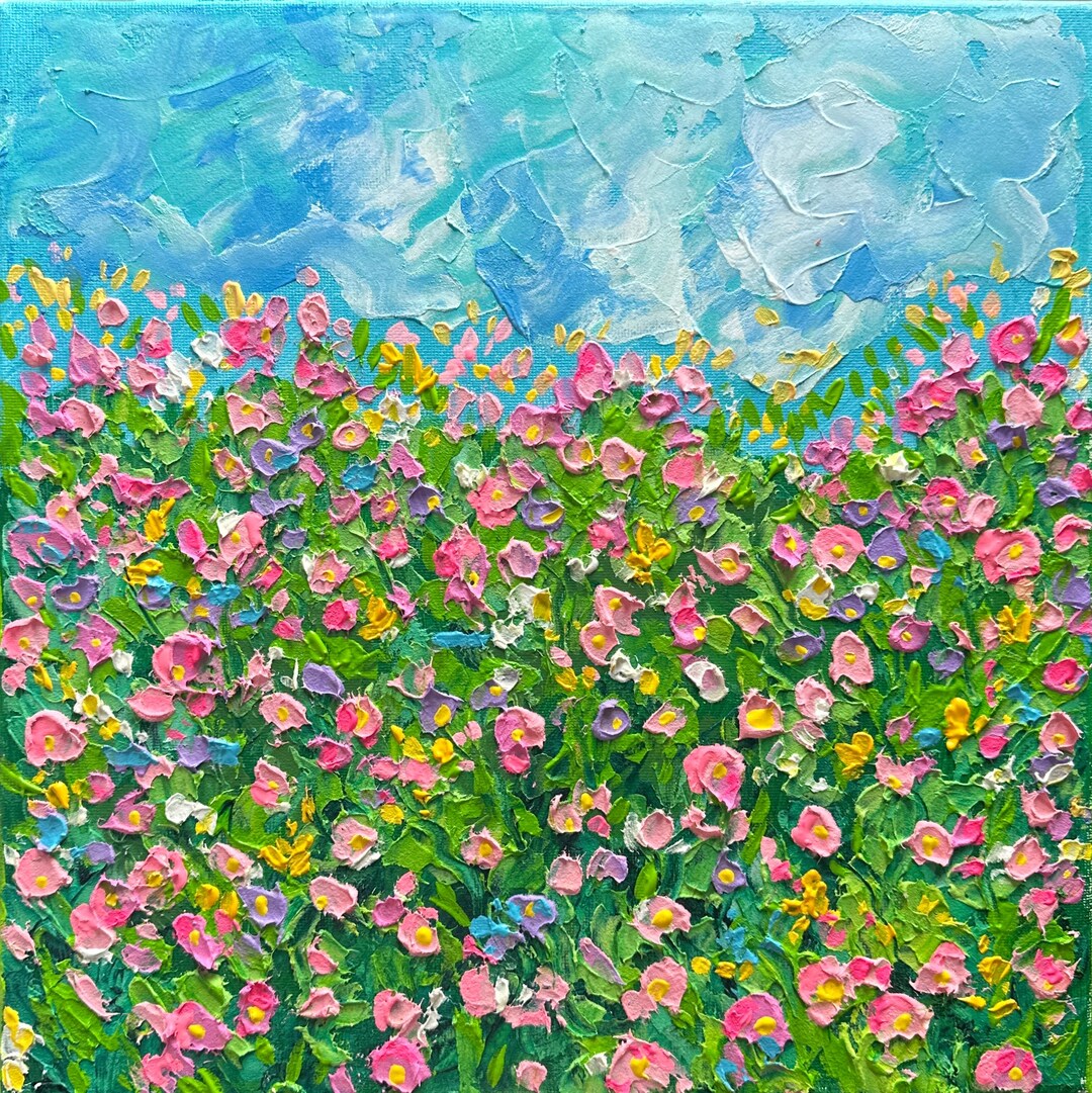 Original Textured Acrylic Wildflower Painting | Colorful Spring ...