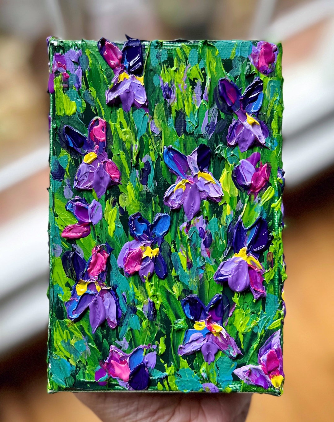 Original Painting | Purple Irises Field | Abstract Textured Acrylic Art ...