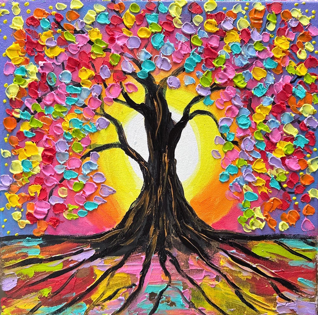 Original Painting Tree of Life Abstract Textured Acrylic Artwork Unique ...