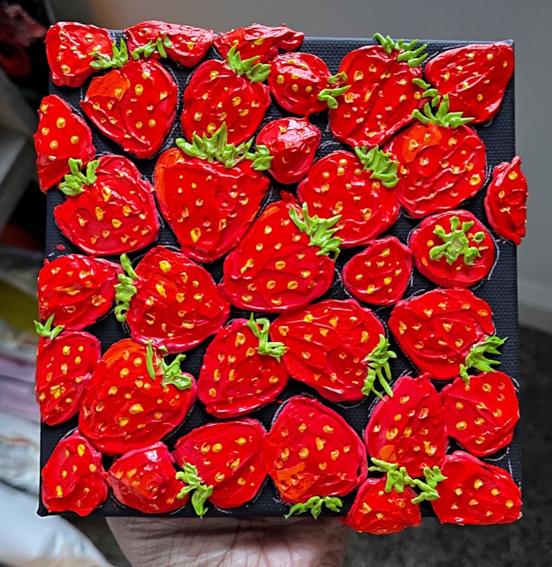 Original Painting Strawberries Painting Abstract Textured Acrylic Fruit ...