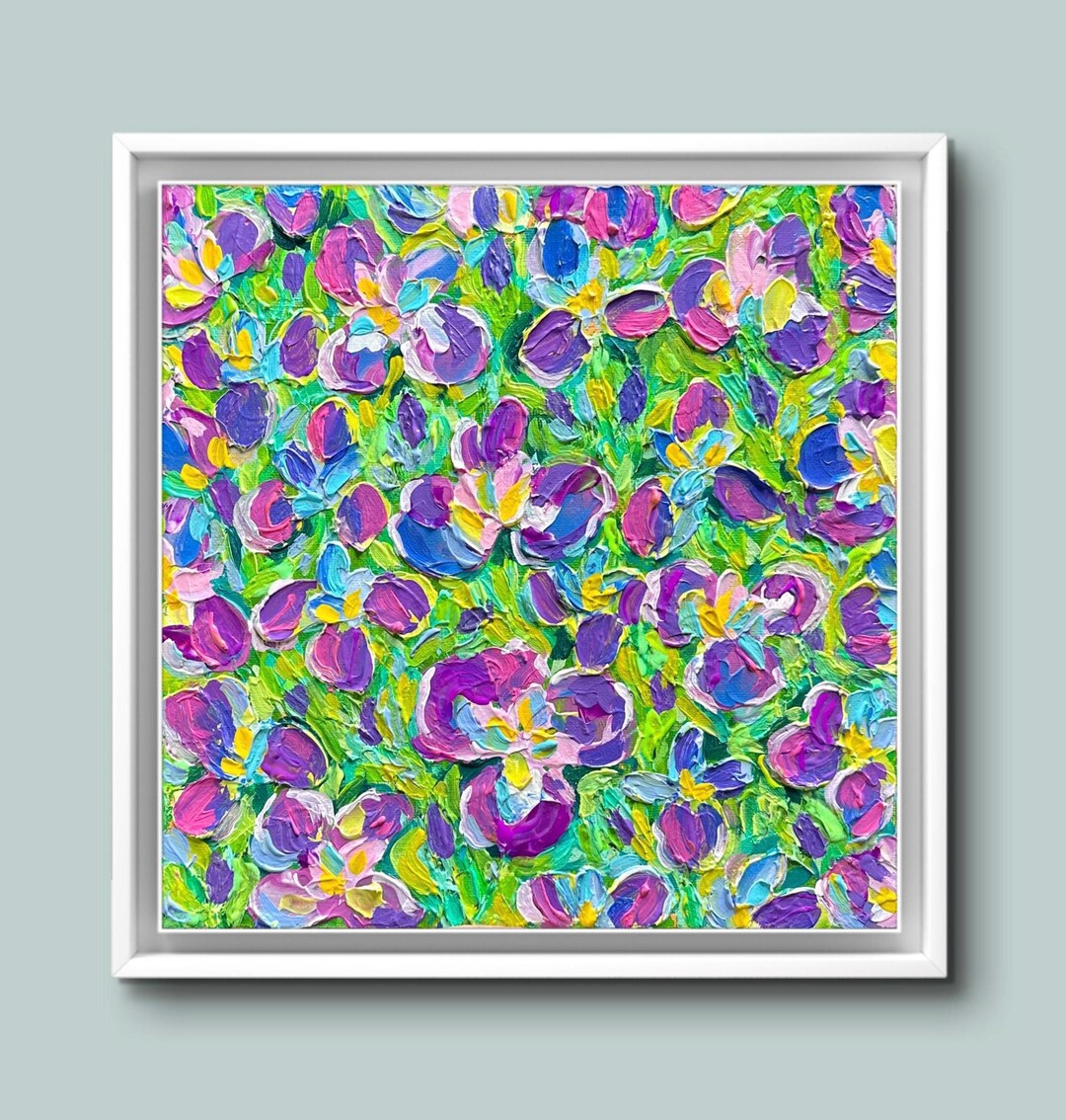 Original Painting | Abstract Colorful Iris Flowers | Textured Acrylic ...