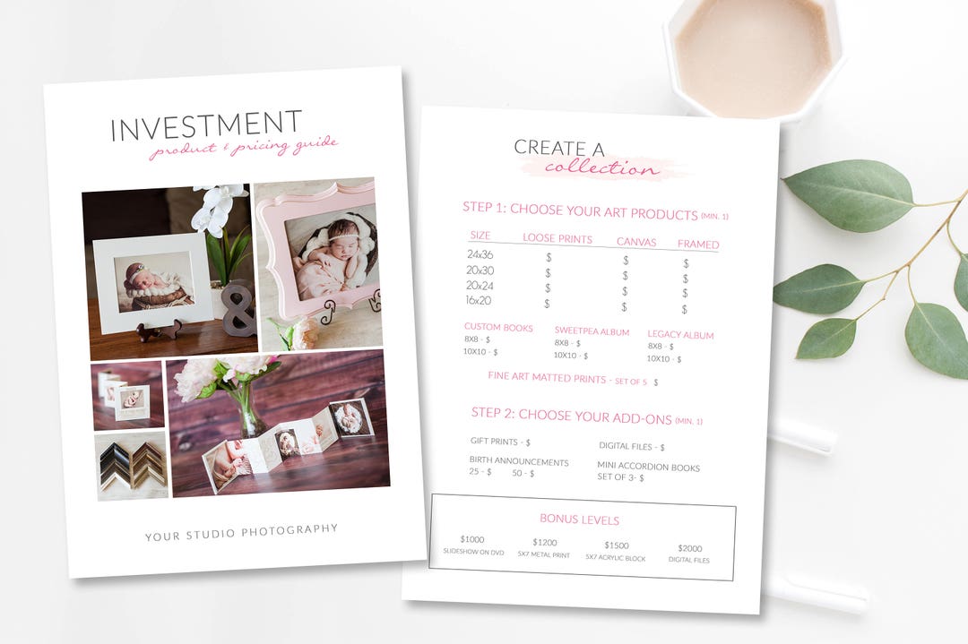 Photography Price List Template- Price Guide for Photographers -create ...