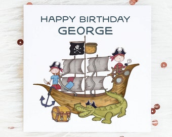 Pirate birthday card | Etsy