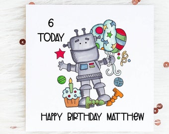 Robot Birthday Card | Etsy