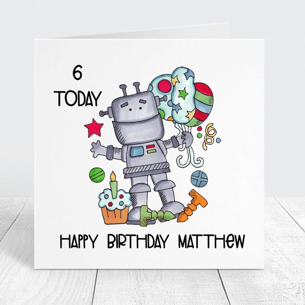 Robot Birthday Card - Etsy