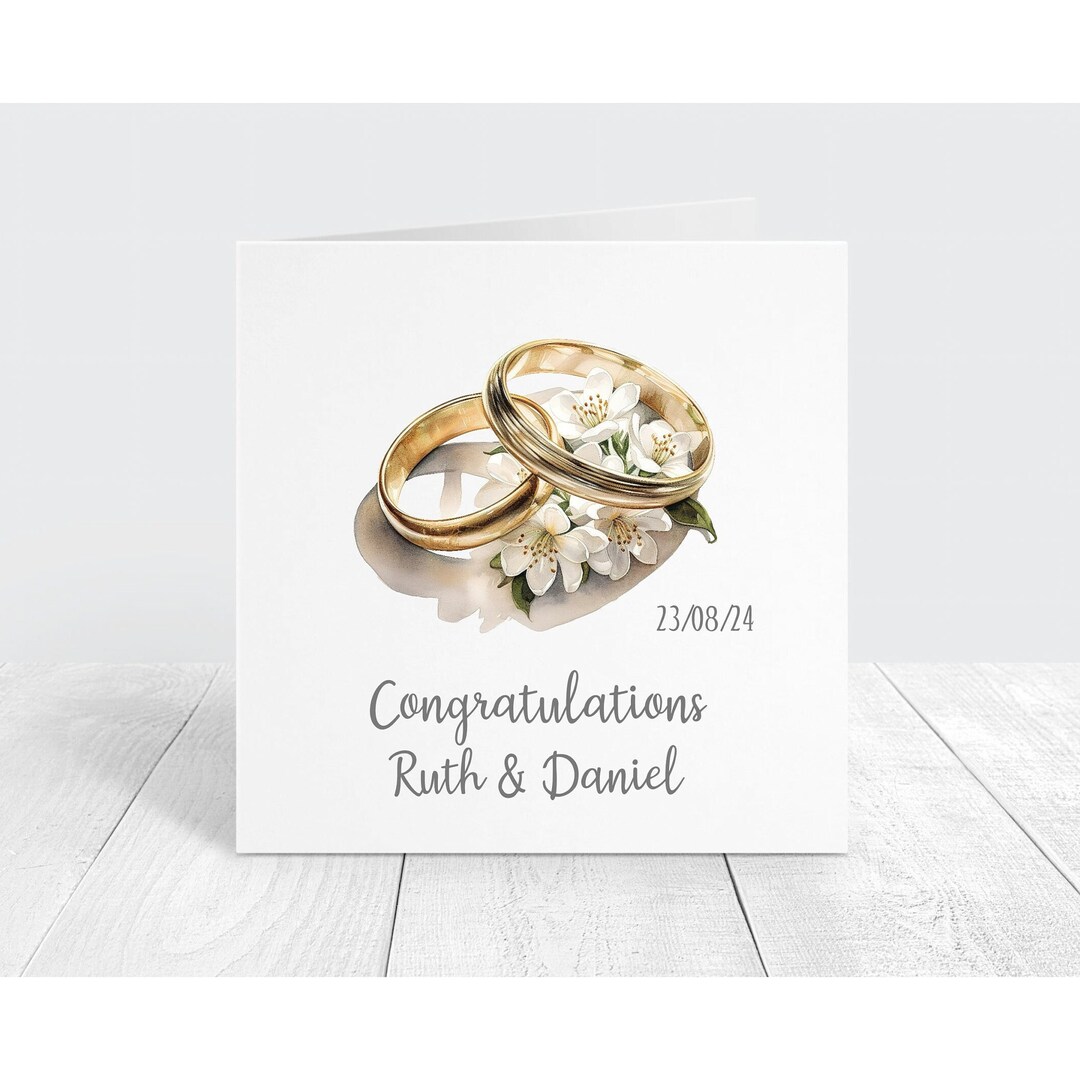 Personalised Wedding Congratulations Card, Wedding Rings Celebration ...