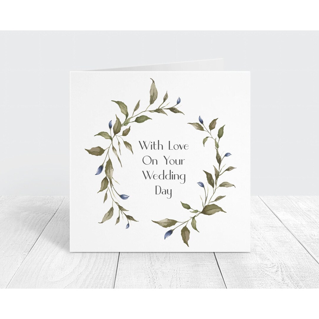 Wedding Congratulations Card, Watercolour Floral Wreath, With Love on ...