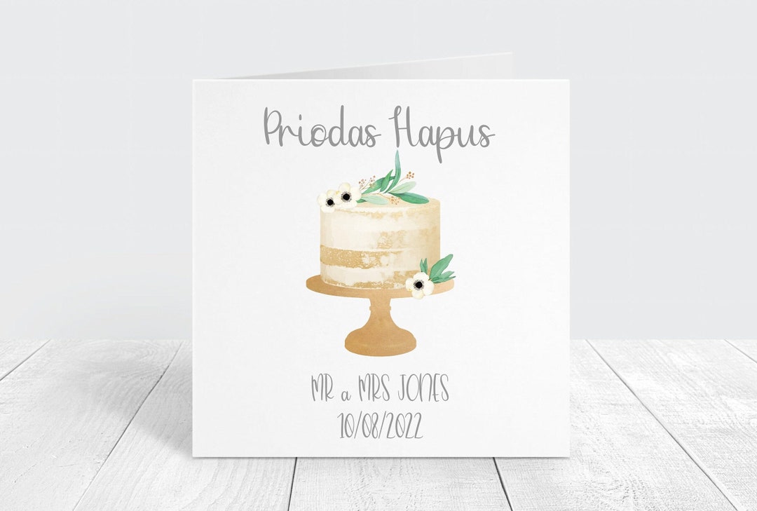 Personalised Welsh Wedding Card, Priodas Hapus, Custom Welsh Wedding ...