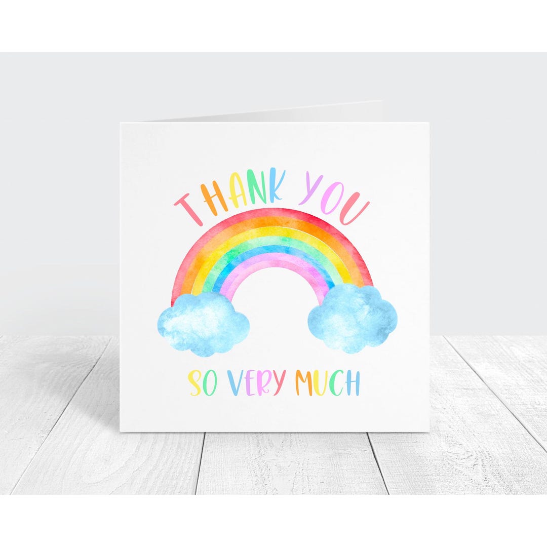 Thank You Card, Rainbow Theme Thank You Card, for Teachers, Teaching ...