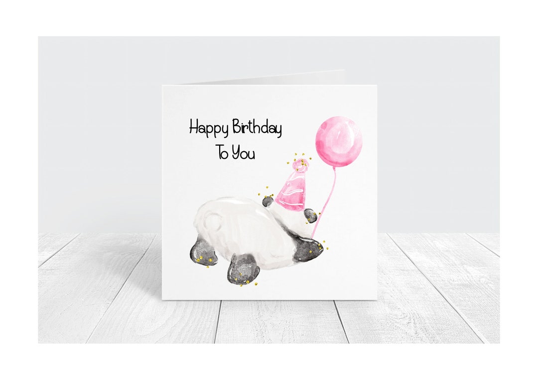 Cute Panda Birthday Card, Happy Birthday to You Party Panda Card for ...