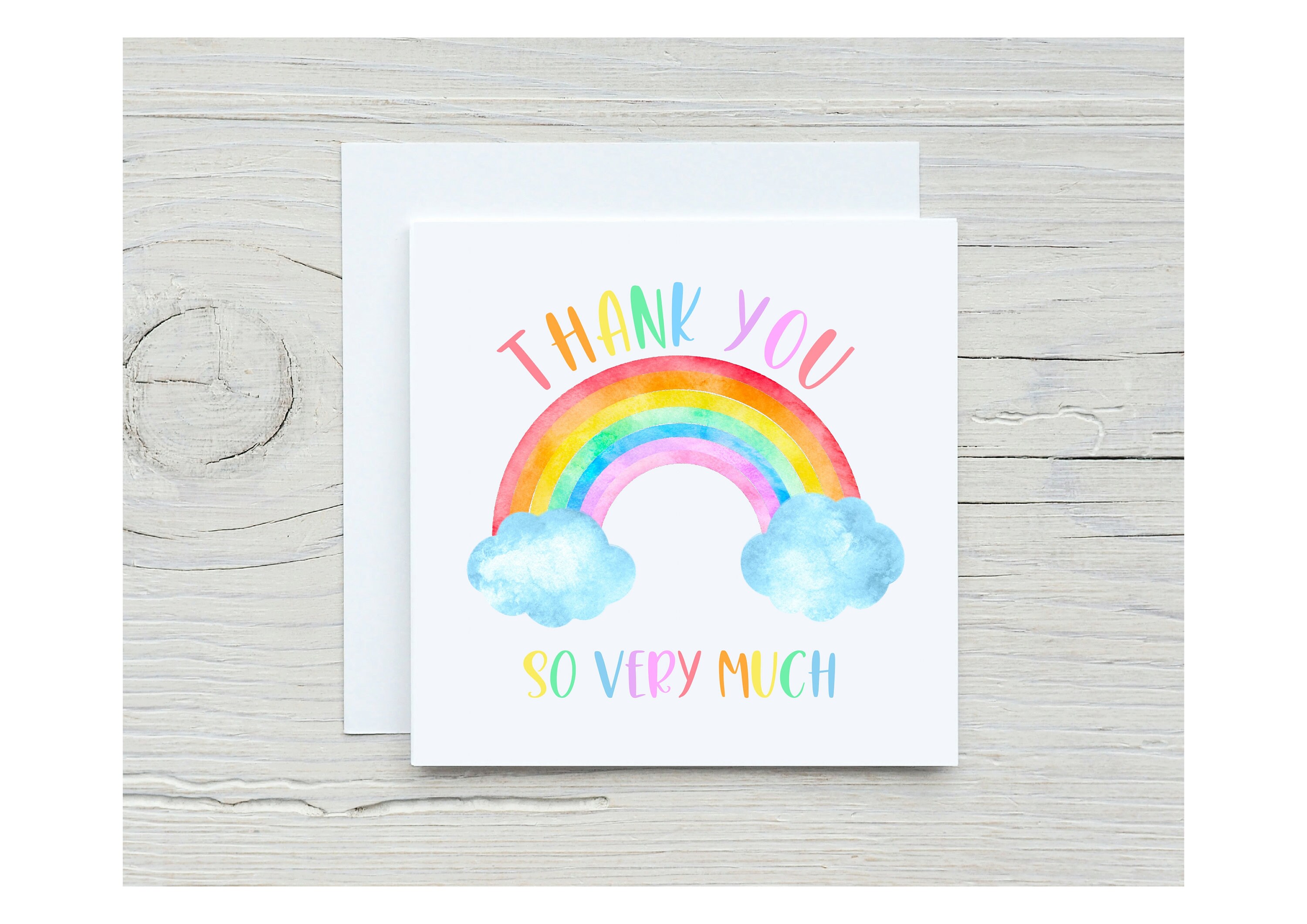 Thank You Card Rainbow Theme Thank You Card Teachers Thank - Etsy UK