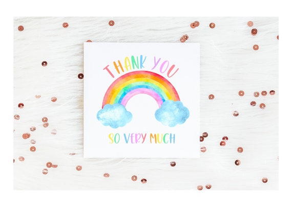 Thank You Card Rainbow Theme Thank You Card Teachers Thank | Etsy UK