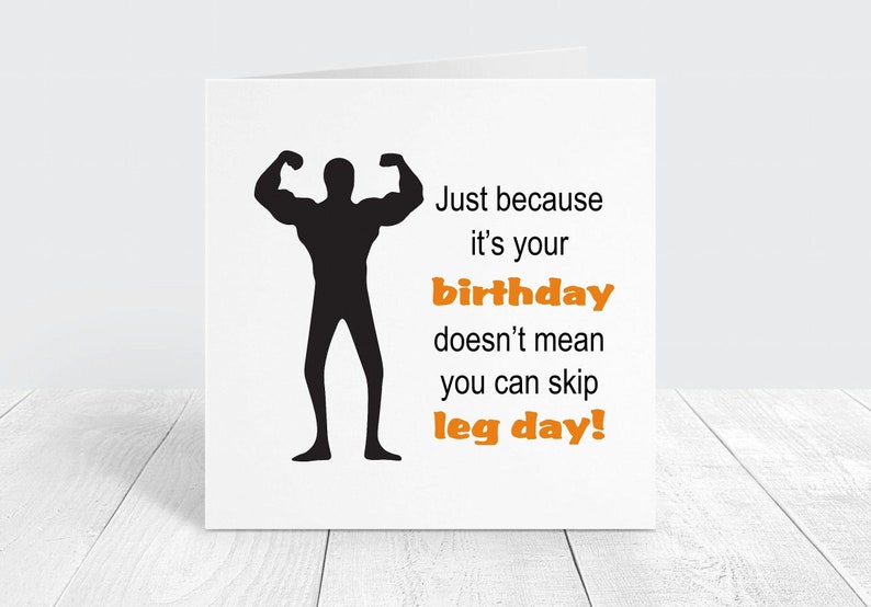 Funny Gym Birthday Card Don't Skip Leg Day Fitness Joke - Etsy