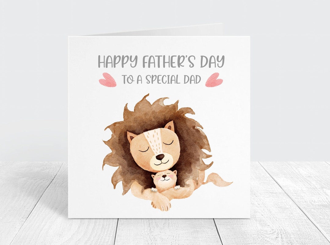 Cute Lion Father's Day Card, Happy Fathers Day to A Special Dad, Cute ...