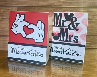 One Classic Mickey or Minnie Mousekeeping Tip Holder Card for - Etsy
