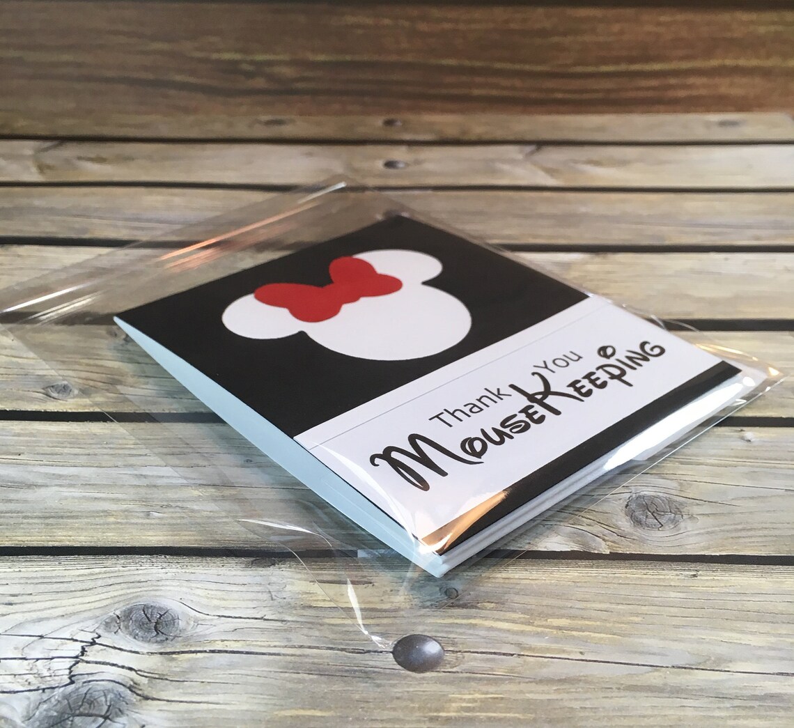 One Classic Mickey or Minnie Mousekeeping Tip Holder Card for | Etsy