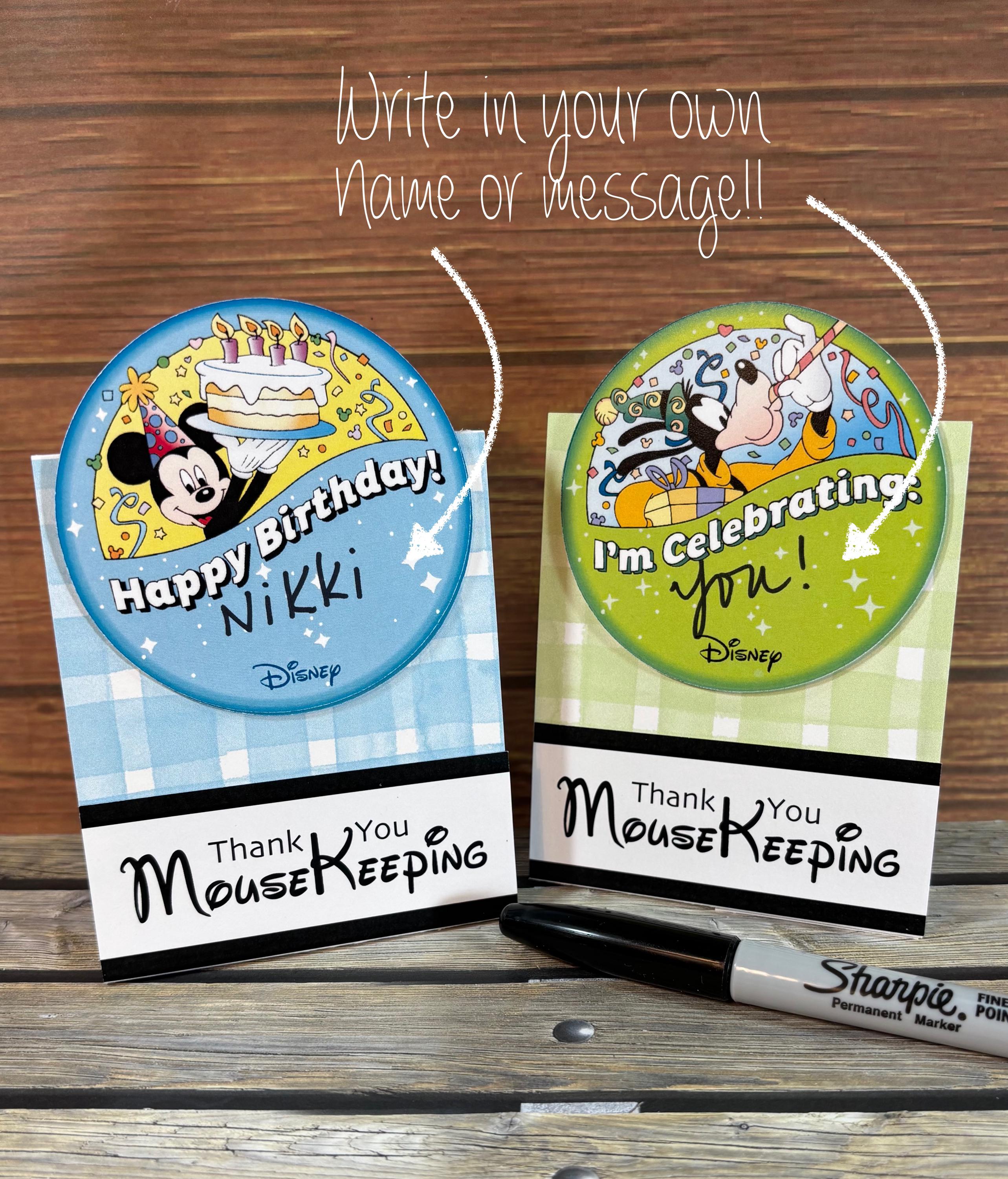 One Disney Celebration Button Style Mousekeeping Tent Style Tip Holder ...