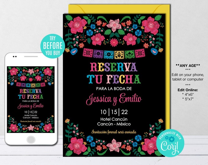 Spanish Birthday Invitation Mexican Theme, Any Age, Instant Download ...