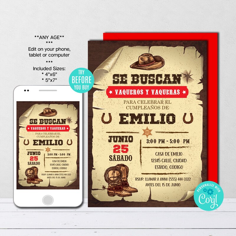 Adult Cowboys Invitation - Etsy