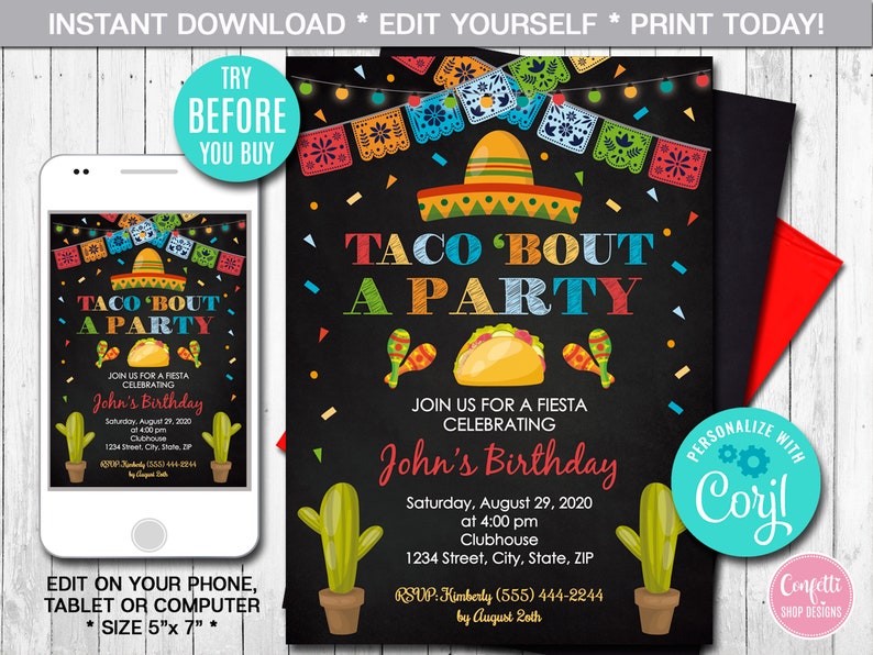 Editable Taco Bout A Party Welcome Sign Mexican Welcome Sign - Etsy