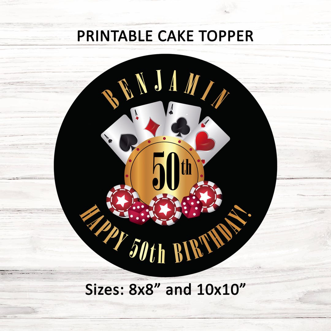 Editable Casino Cake Topper: Printable Icing Sheet Template, Edible ...