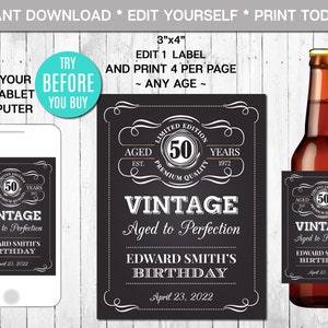 EDITABLE Beer Bottle Label Aged to Perfection Any Age - Etsy