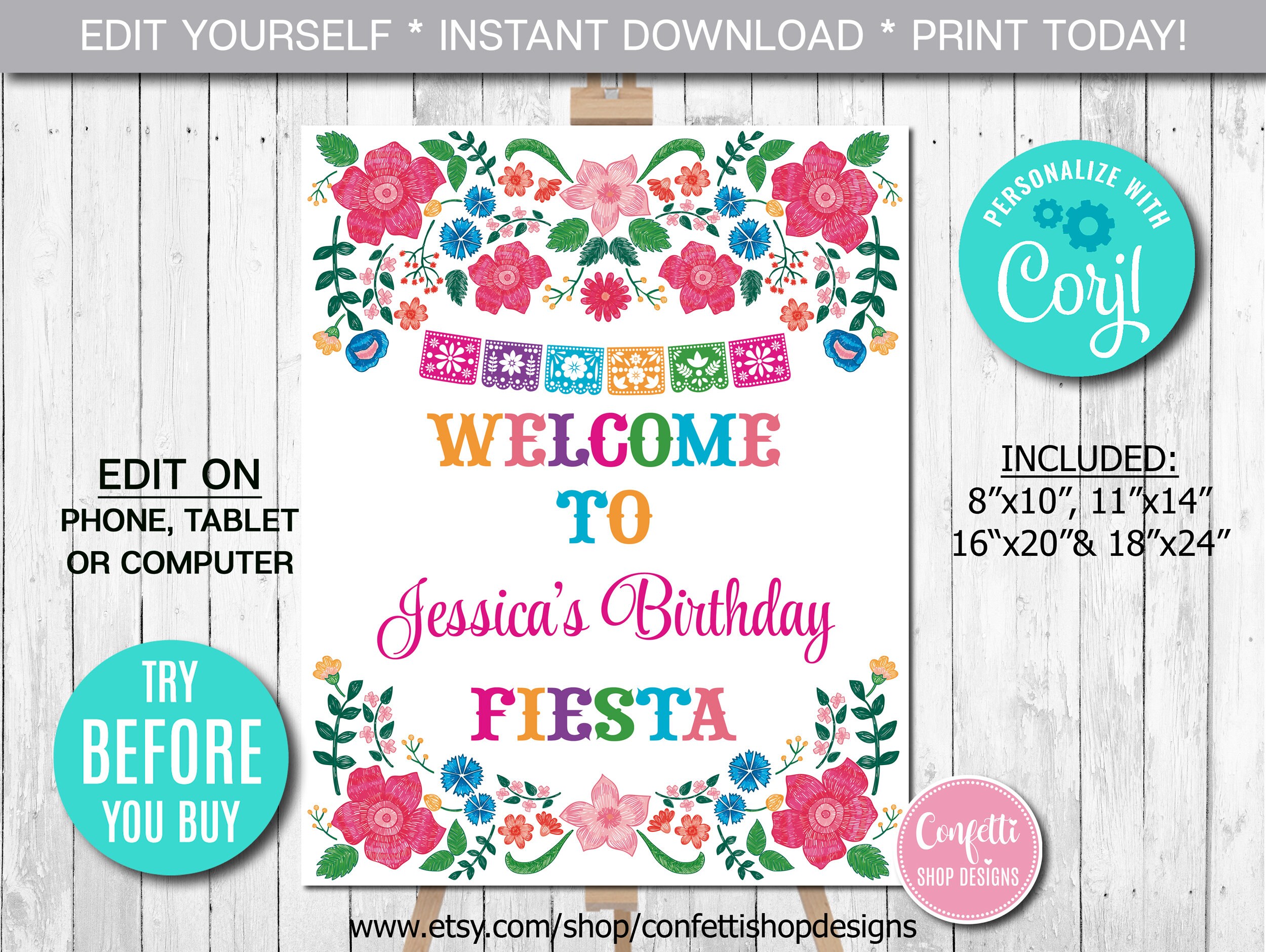 Editable Mexican Welcome Sign Mexican Fiesta Welcome Sign | Etsy