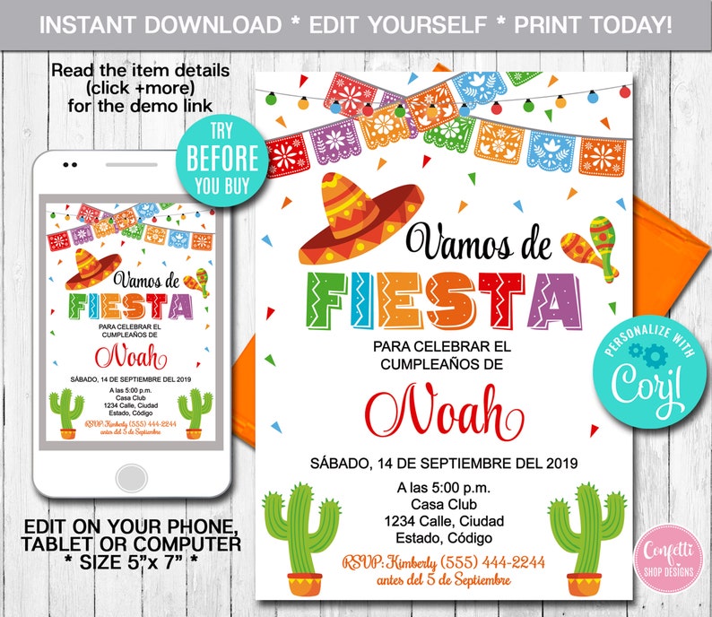 Editable Mexican Birthday Invitation Any Age Mexican Party - Etsy