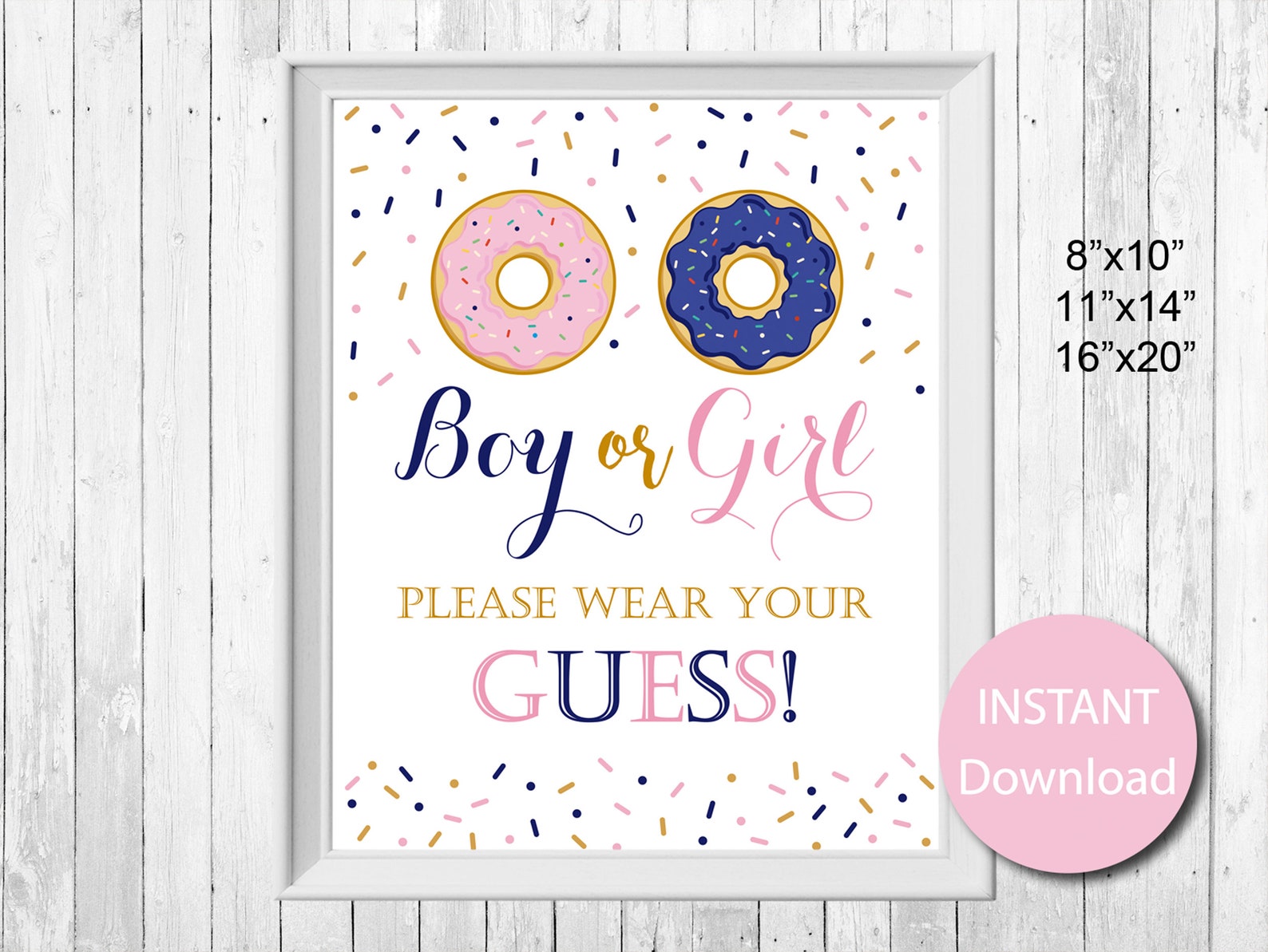 Boy or Girl Please Wear Your Guess Sign Donut Gender Reveal - Etsy