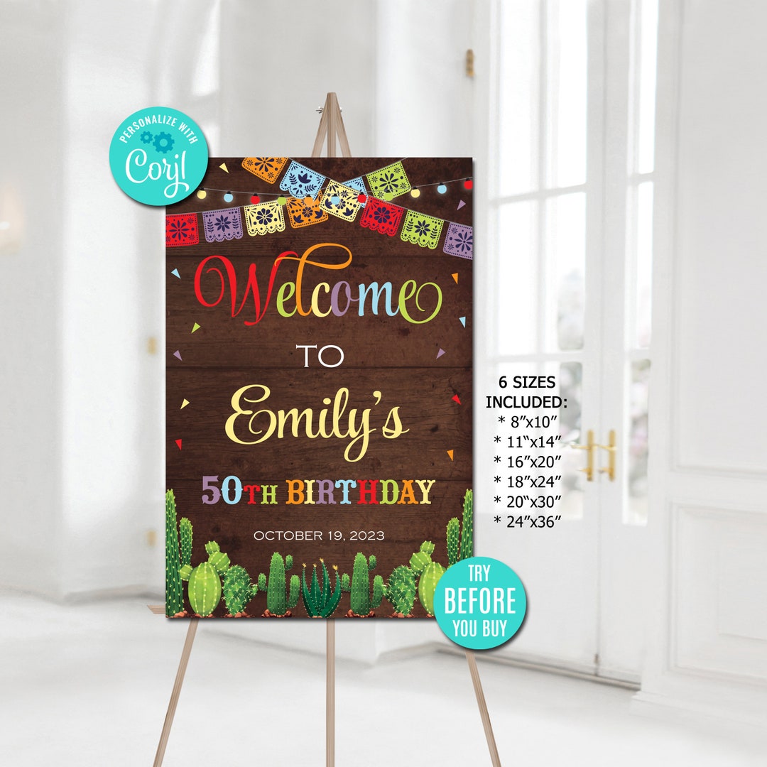 Editable Mexican Welcome Sign, Mexican Fiesta Welcome Sign, Mexican ...