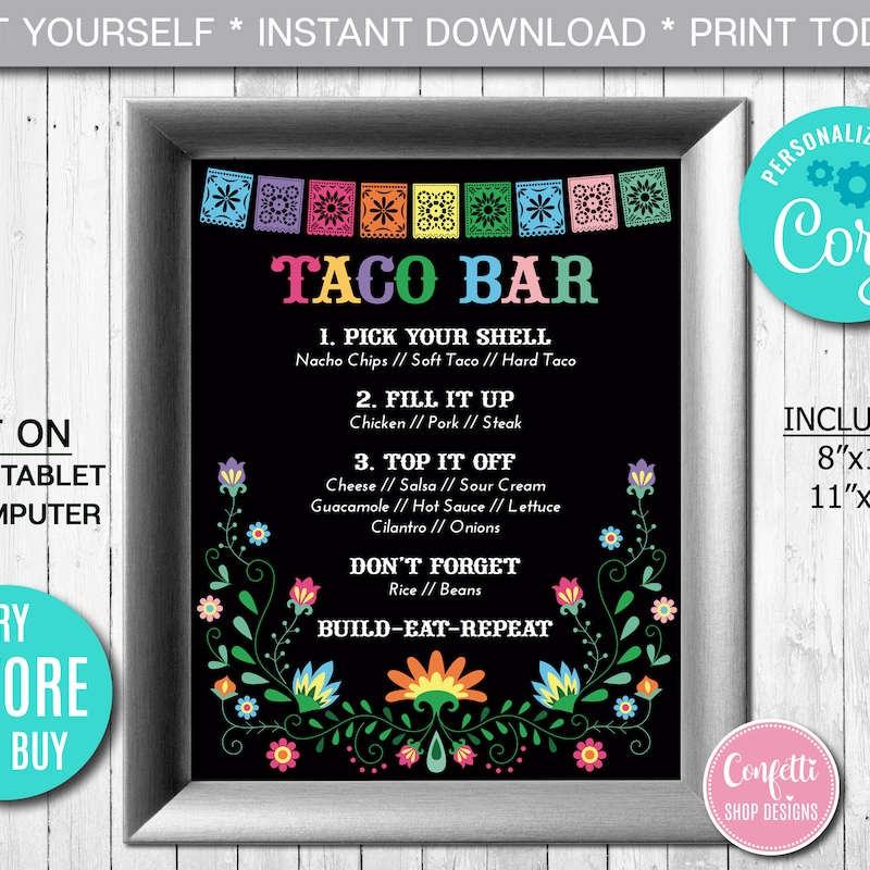 Taco Bar Menu - Etsy
