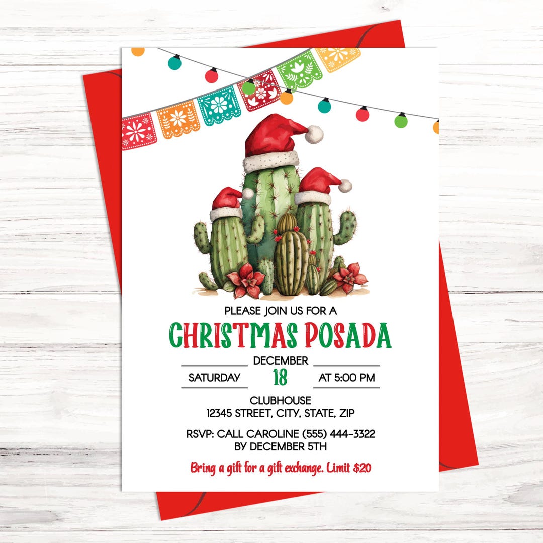 Editable Christmas Posada Invitation Template, Mexican Christmas Fiesta, Christmas Party ...
