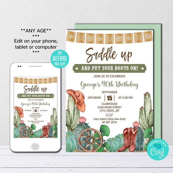 Texas Themed Party Invitation - Etsy